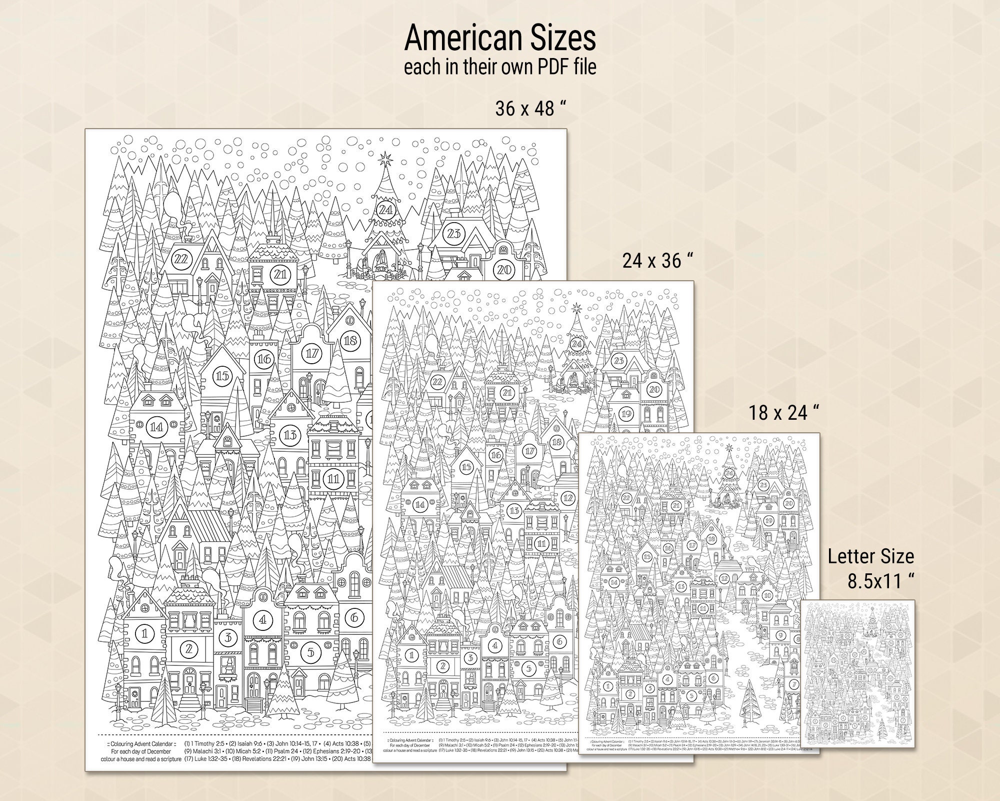 Colouring Advent Calendar Christmas Giant Page - Etsy