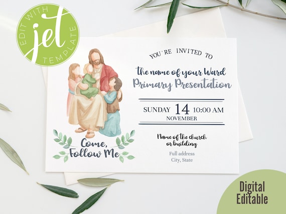 Primary Program Invitation Jesus With Children Editable - Etsy