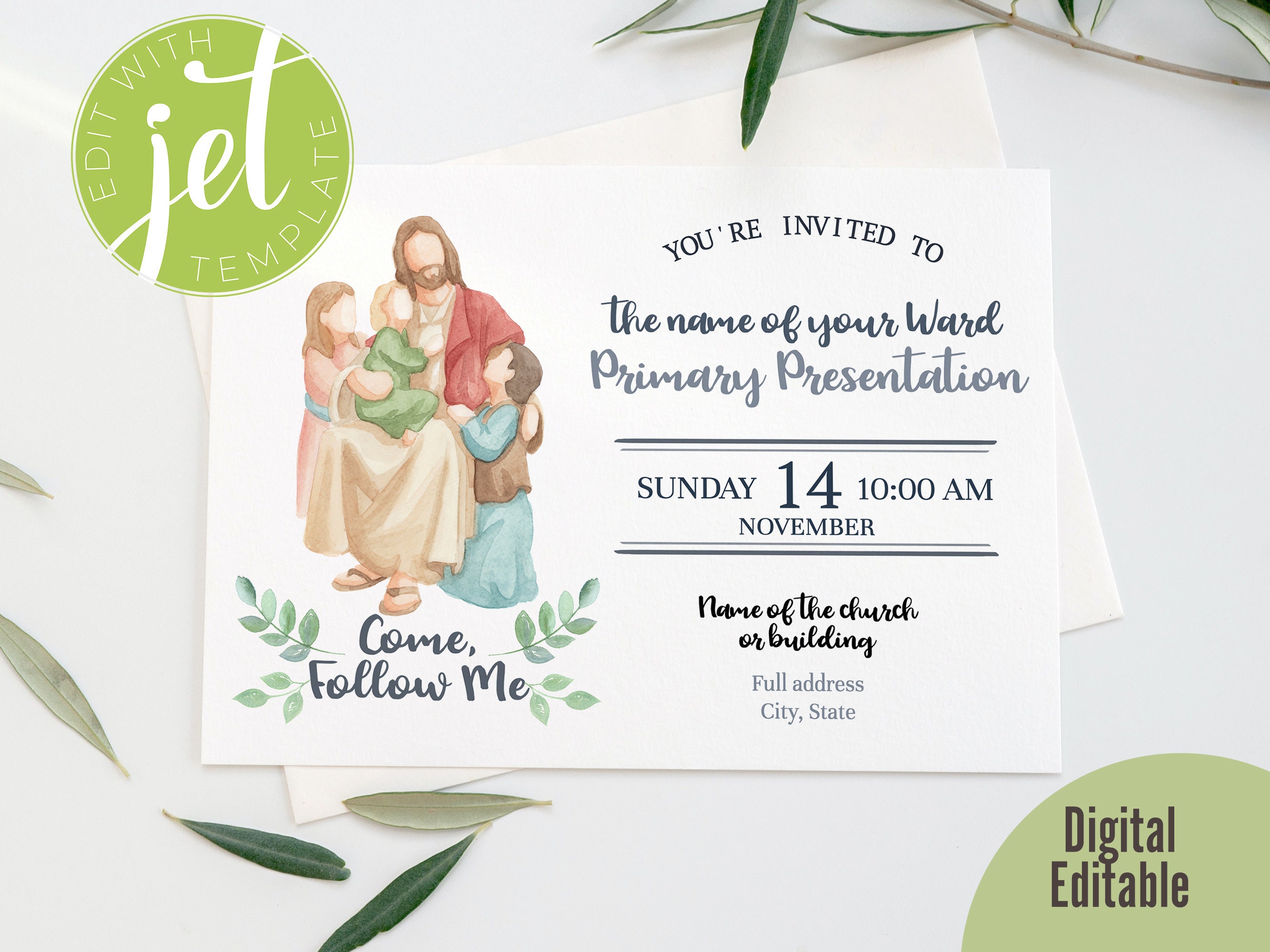 Primary Program Invitation - Jesus With Children - Editable - DIGITAL ...