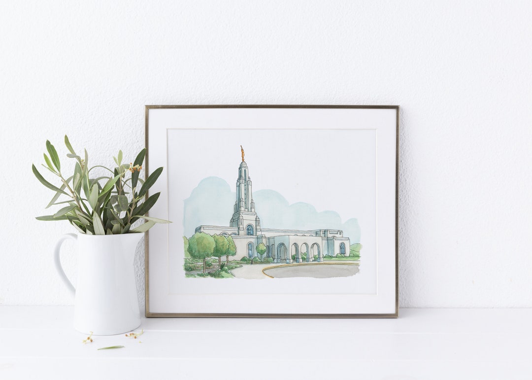 Redlands California Temple Watercolor Digital Print - Etsy