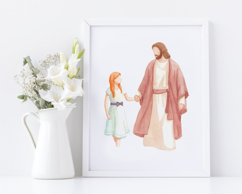 Jesus with a girl red hair I am a child of God print | Etsy