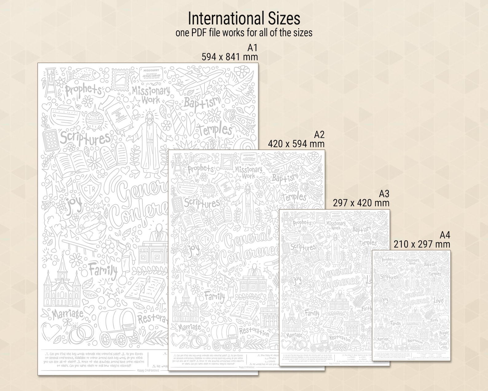 Giant General Conference Colouring Page - Etsy