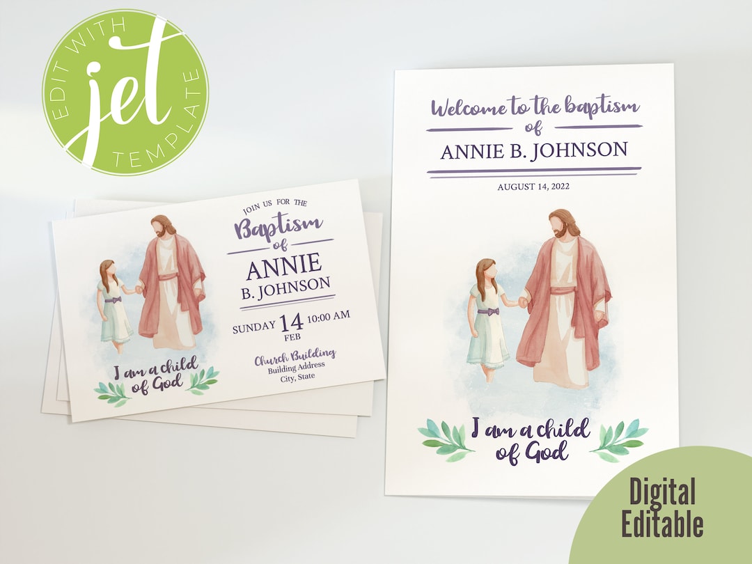 Baptism Cover and Invitation Bundle - Girl (brown Hair) Walking With ...