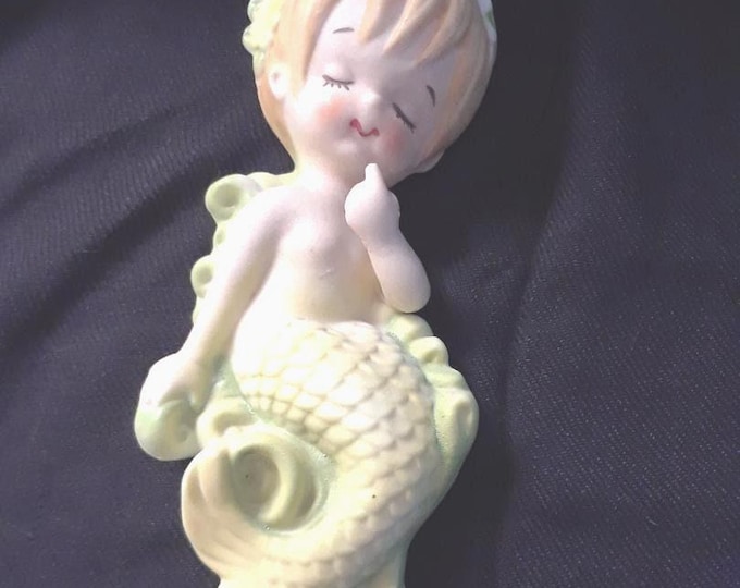 Vintage Lefton Mermaid Ceramic Bisque Wall Plaque Figurine - Etsy