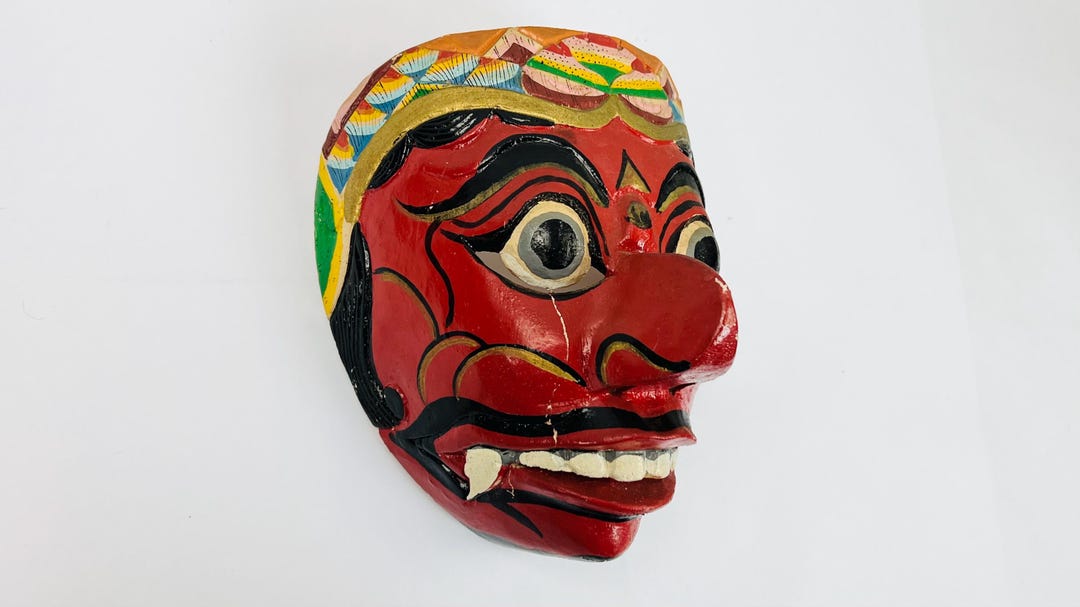 Traditional Indonesian Wooden King Klana Mask (bali / Java), Hand ...