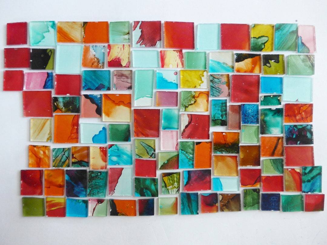 Art Glass Tiles Hand Painted Mosaic Supply Cut Glass 100pcs. Rich ...