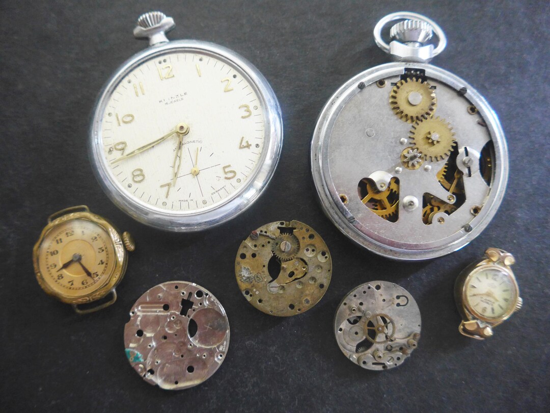 Antique Pocket Watch Parts Watches Salvaged Watch Parts 7pcs Pocket ...