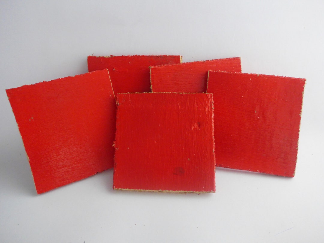 Plywood Squares Bright Red Thick Plywood Pieces 5 Pcs. Lot Salvaged ...
