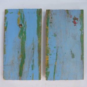 Flat Wooden Boards Blue Wood 2 Panels-7.5"double Sided Multi Coloured ...