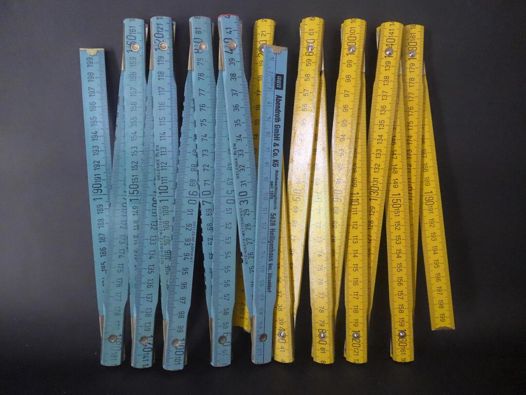 Wooden Carpenter Rulers 2pcs. Folding Rulers Yellow Blue New Condition ...