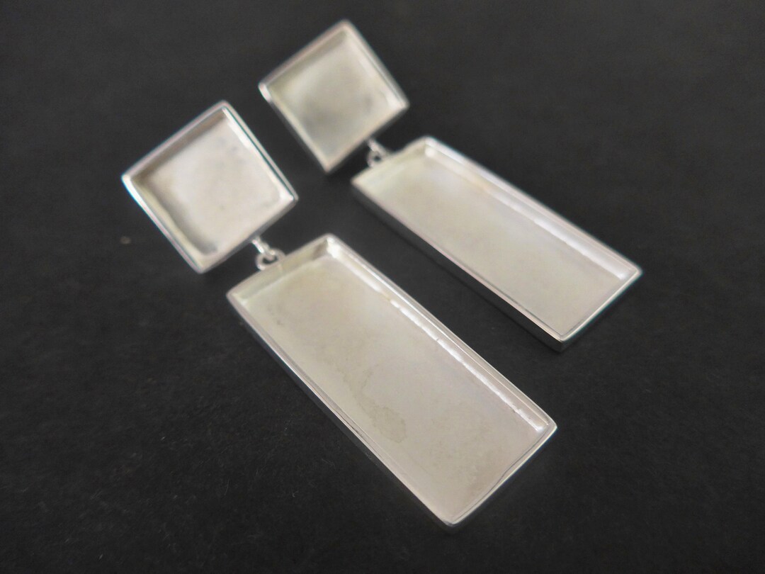 Earring Tray Rectangular Earring Bezel Silver Plated Light Earring ...