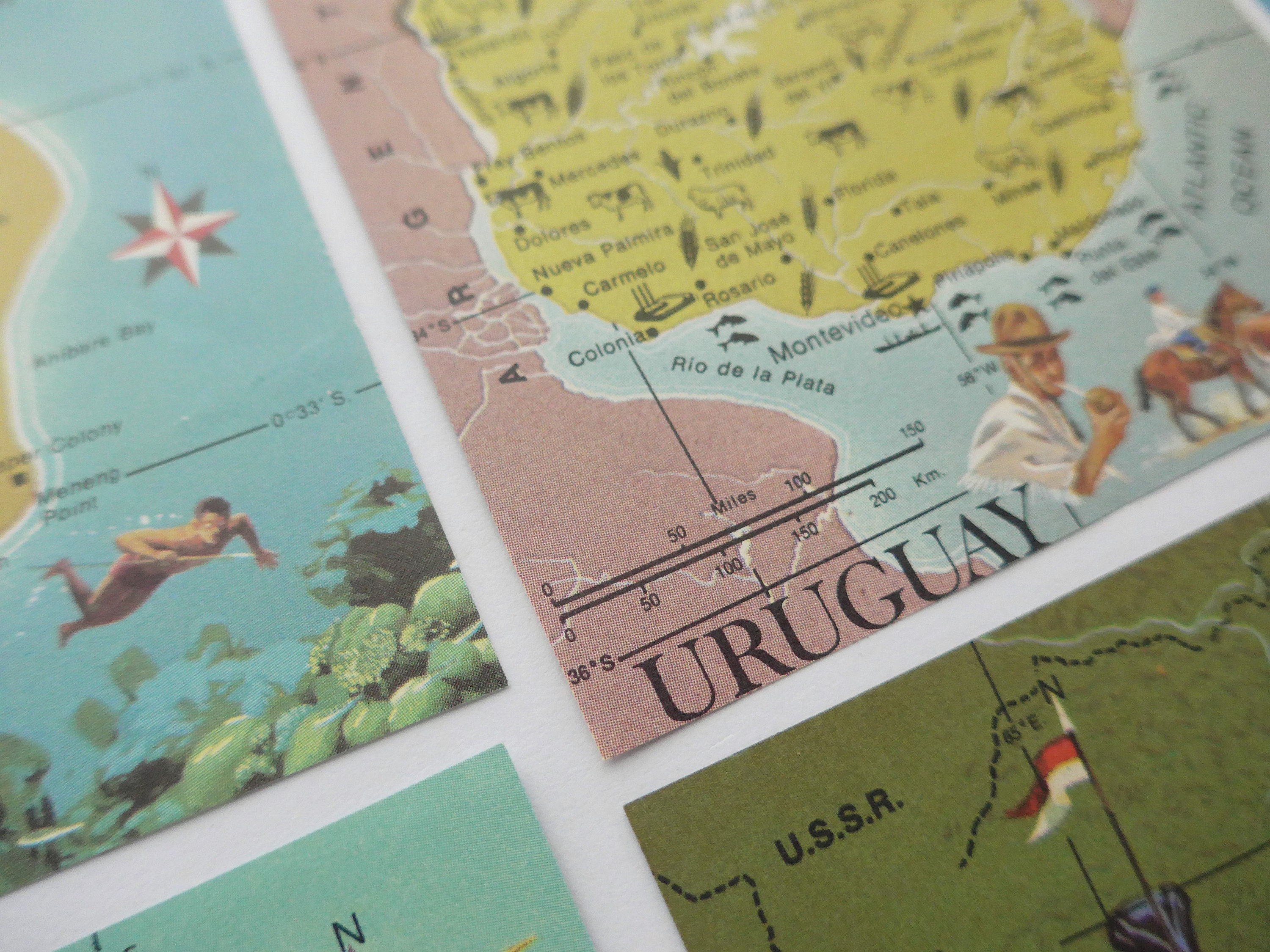 Vintage Map Cut Outs Unique Map Cut Outs Vintage Maps | Etsy