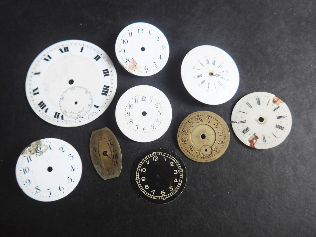 Enamel Watchfaces Antique Vintage 9 Pcs. Lot Pocket Watch Parts Old ...
