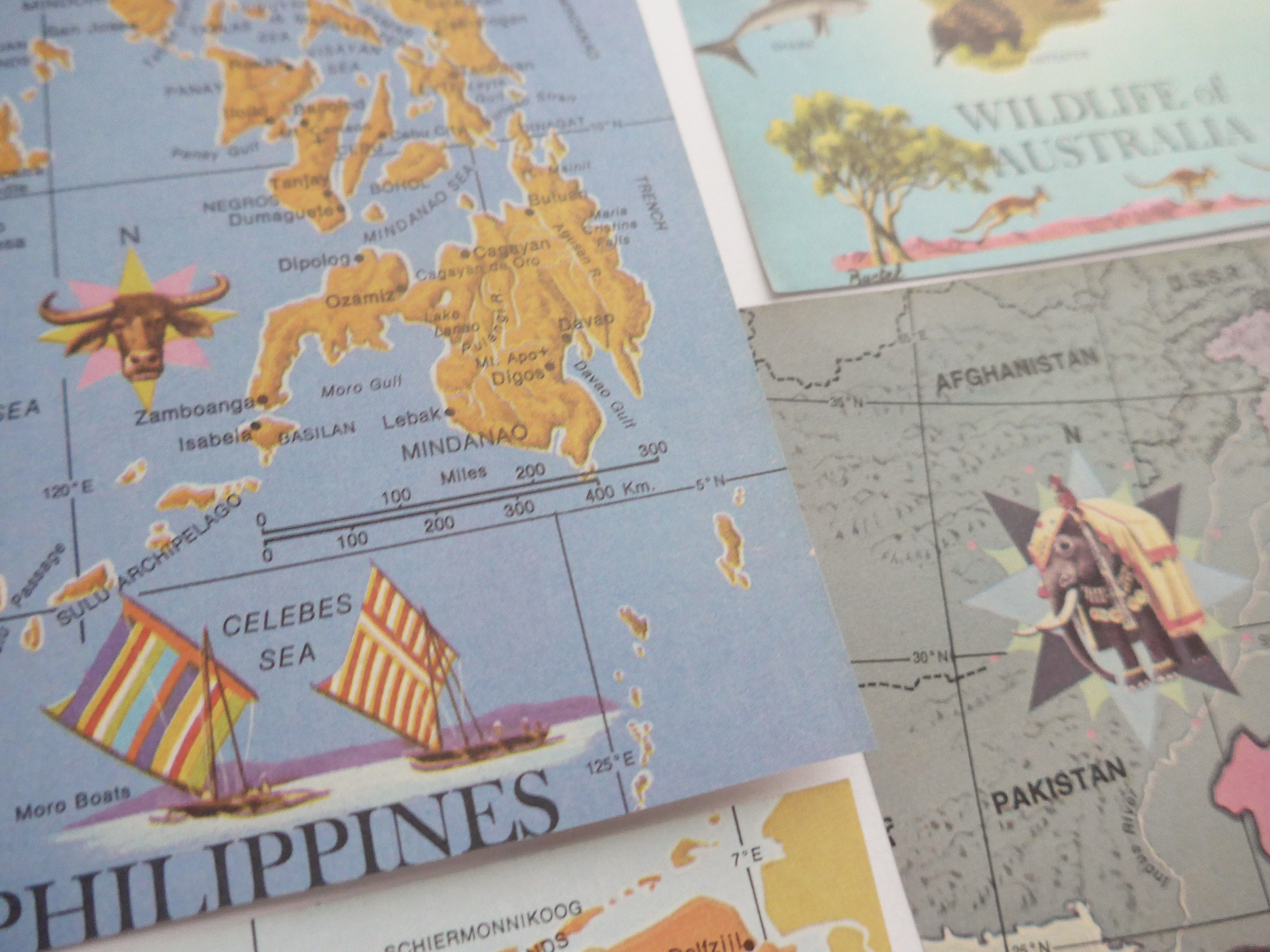 Vintage Map Cut Outs Unique Map Cut Outs Vintage Maps | Etsy