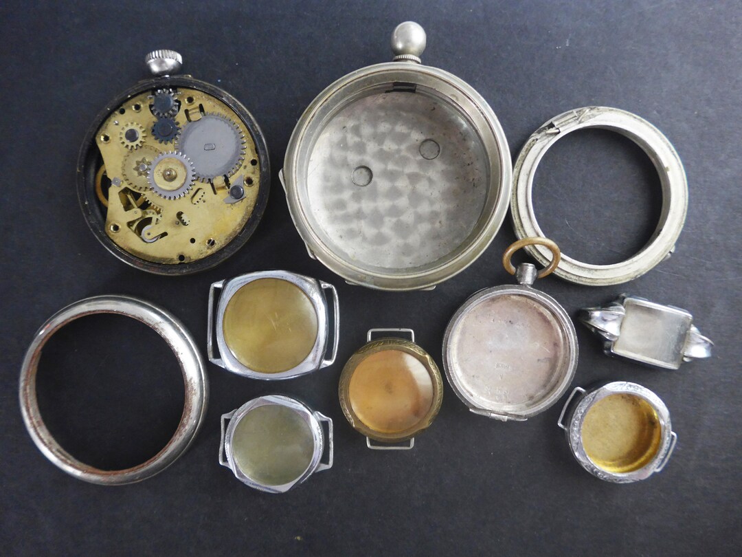 Old Antique Watch Parts Watch Cases Lot 10 Pcs. Pocket Watch Parts ...