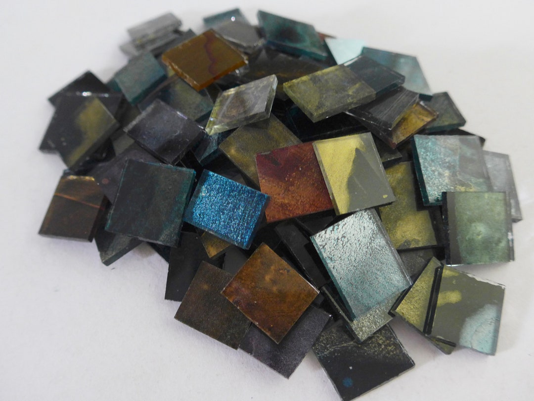 Cut Glass Mosaic Art Tiles Metallic 120+ Pieces Hand Painted Unique ...