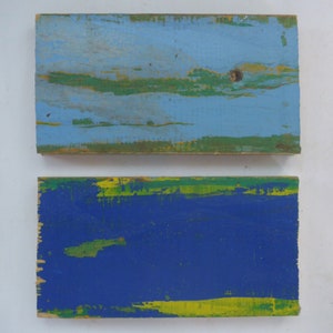 Flat Wooden Boards Blue Wood 2 Panels-7.5"double Sided Multi Coloured ...