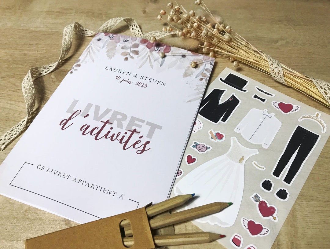 Livret d'activités mariage pour enfants, carnet de coloriage mariage ...