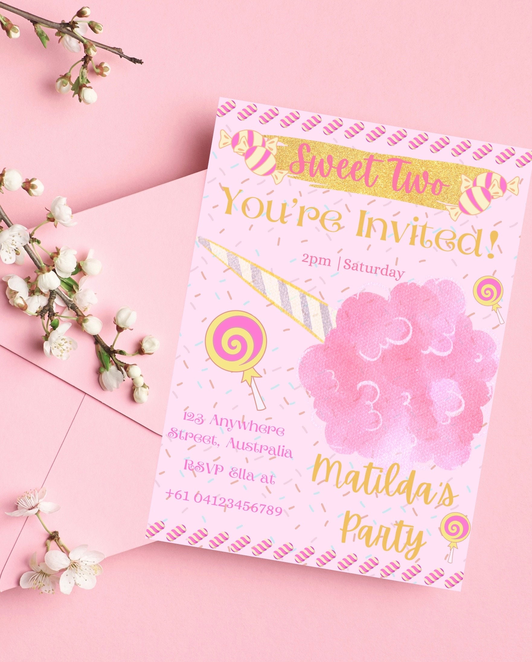 Digital Sweet Two Birthday Invitation Template - Etsy