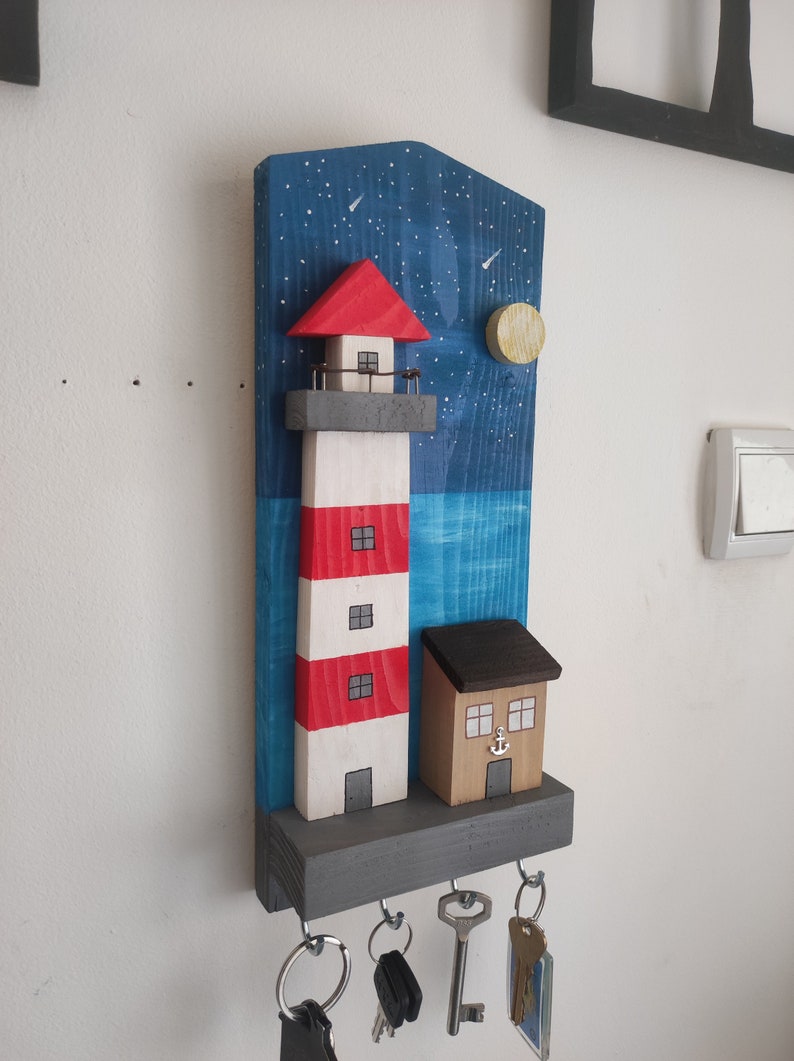 Lighthouse Key Holder, Key Hanger, Wooden Key Holder, Key Organiser ...
