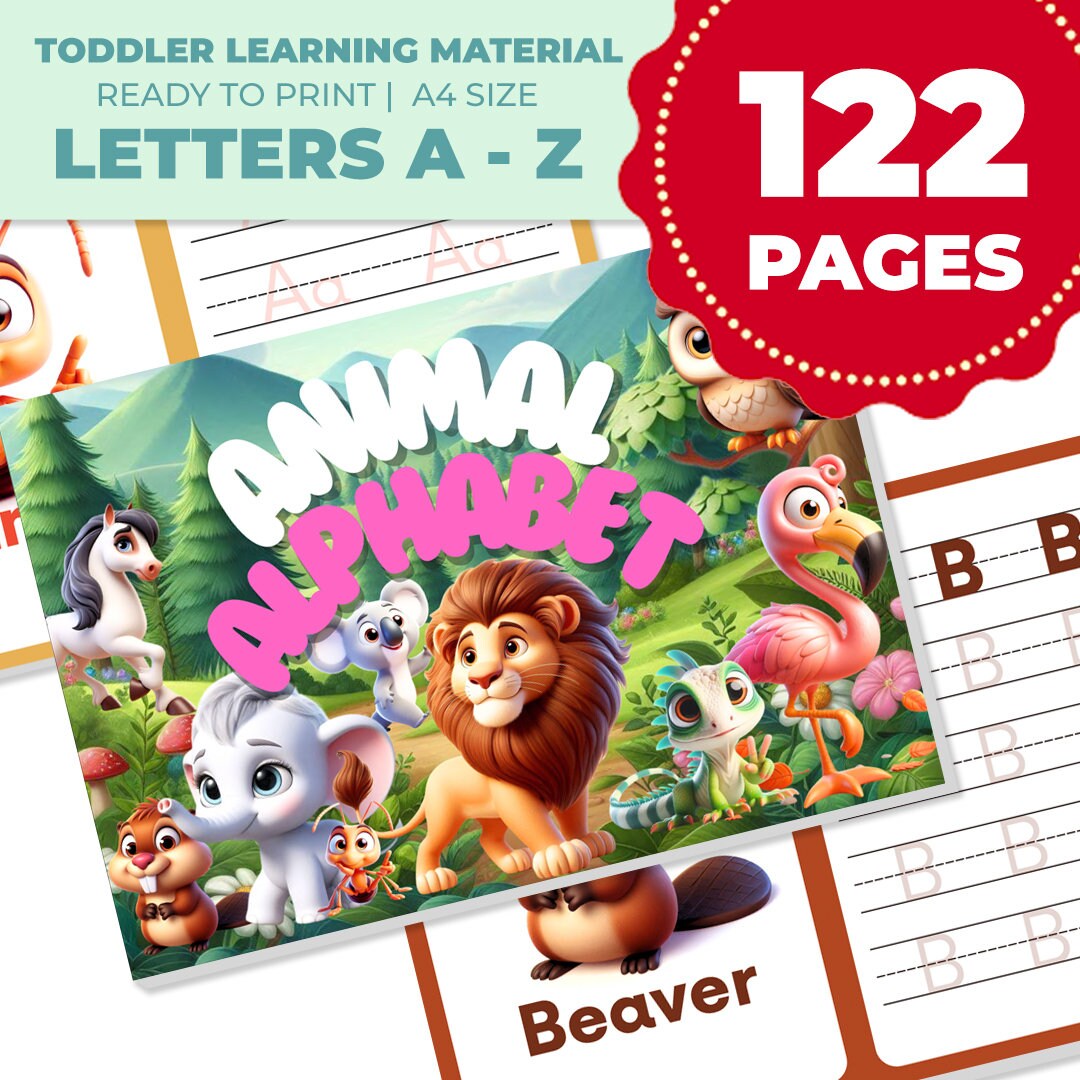 122 Pages A-Z Animal Alphabet Letter Tracing Book for Kids - Etsy