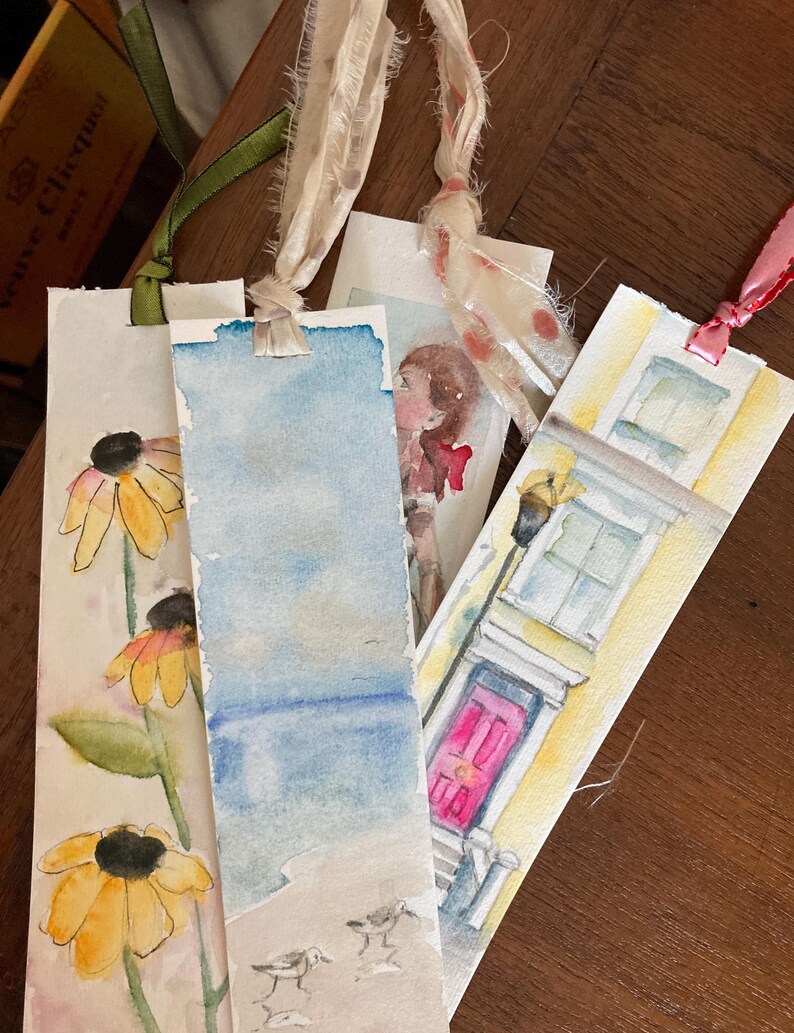 Painted Watercolor Bookmark Not a Print Snowy Plovers Shorebirds at the ...