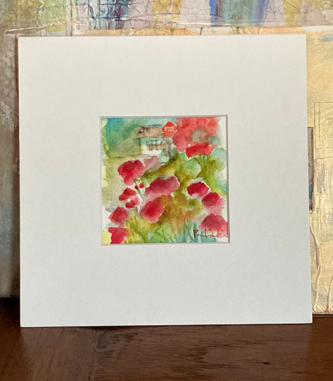 View up My Street - Colorful Red Yarrow - White Mat - Original ...