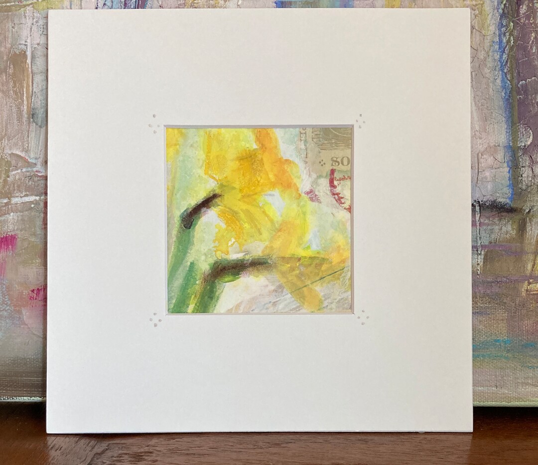 Hello Spring - Yellow Daffodils - Original Mixed Media Painting - Mini ...