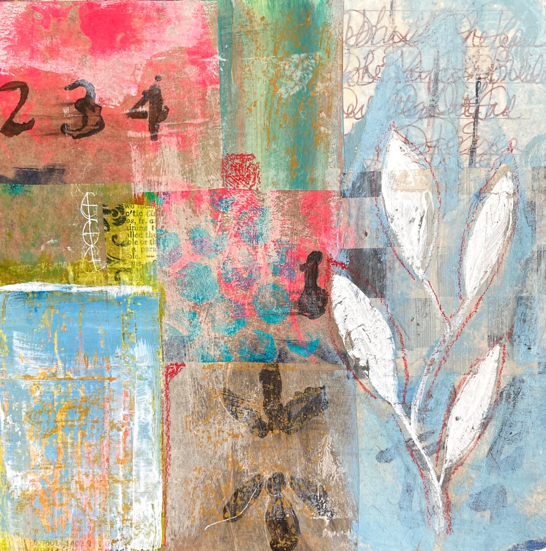 009 - Original Mono-print - Leaves - Paper (original Collage, Vintage ...