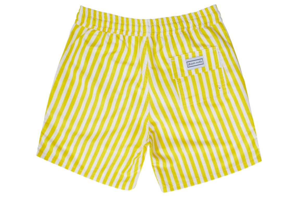Yellow and White Stripe Matching Swim Shorts Mens Recycled Fabric - Etsy