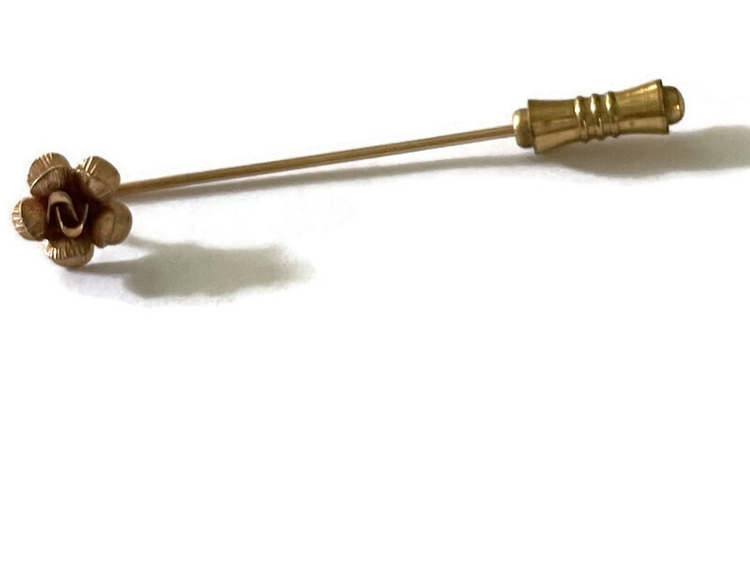 Vintage Gold Tone Flower Hat Pin - Etsy