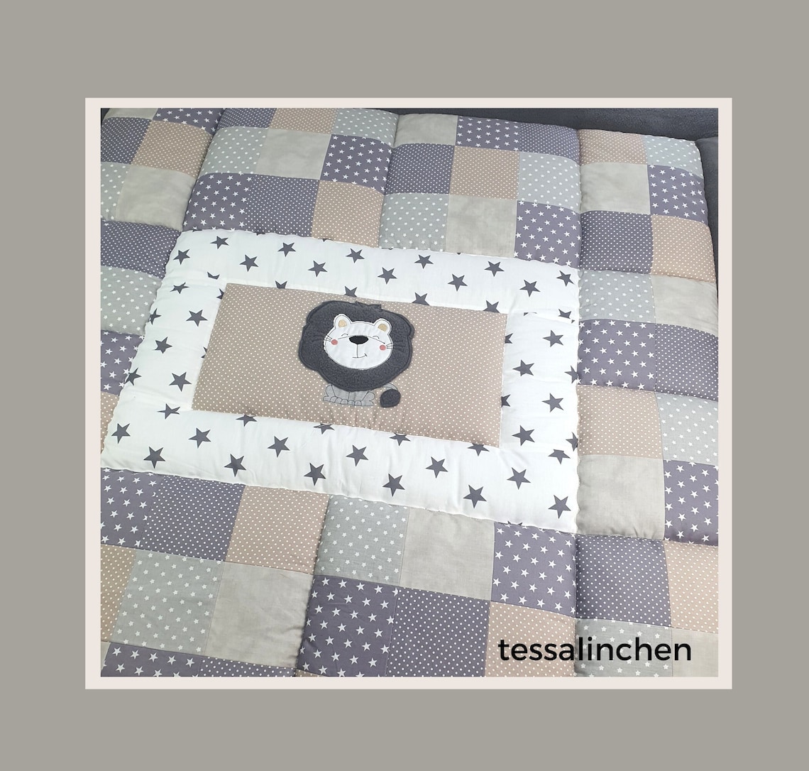 Krabbeldecke mit Namen Löwe Patchworkdecke - Etsy.de