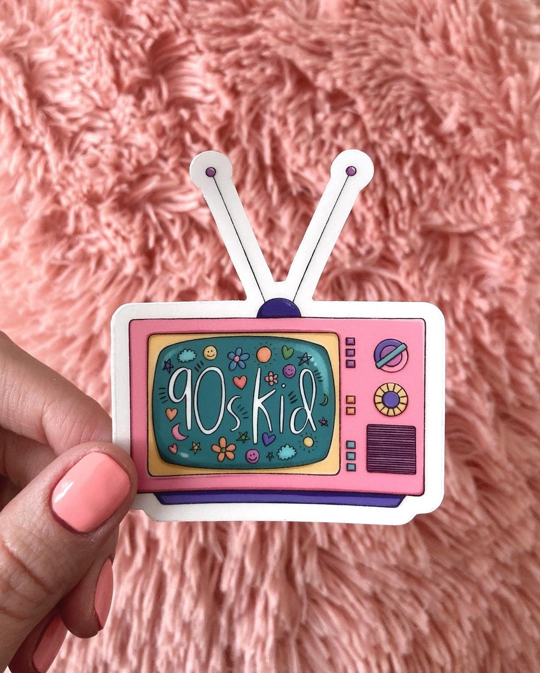 90s Kid Retro TV Sticker | Vinyl Sticker for Water Bottle, Laptop ...