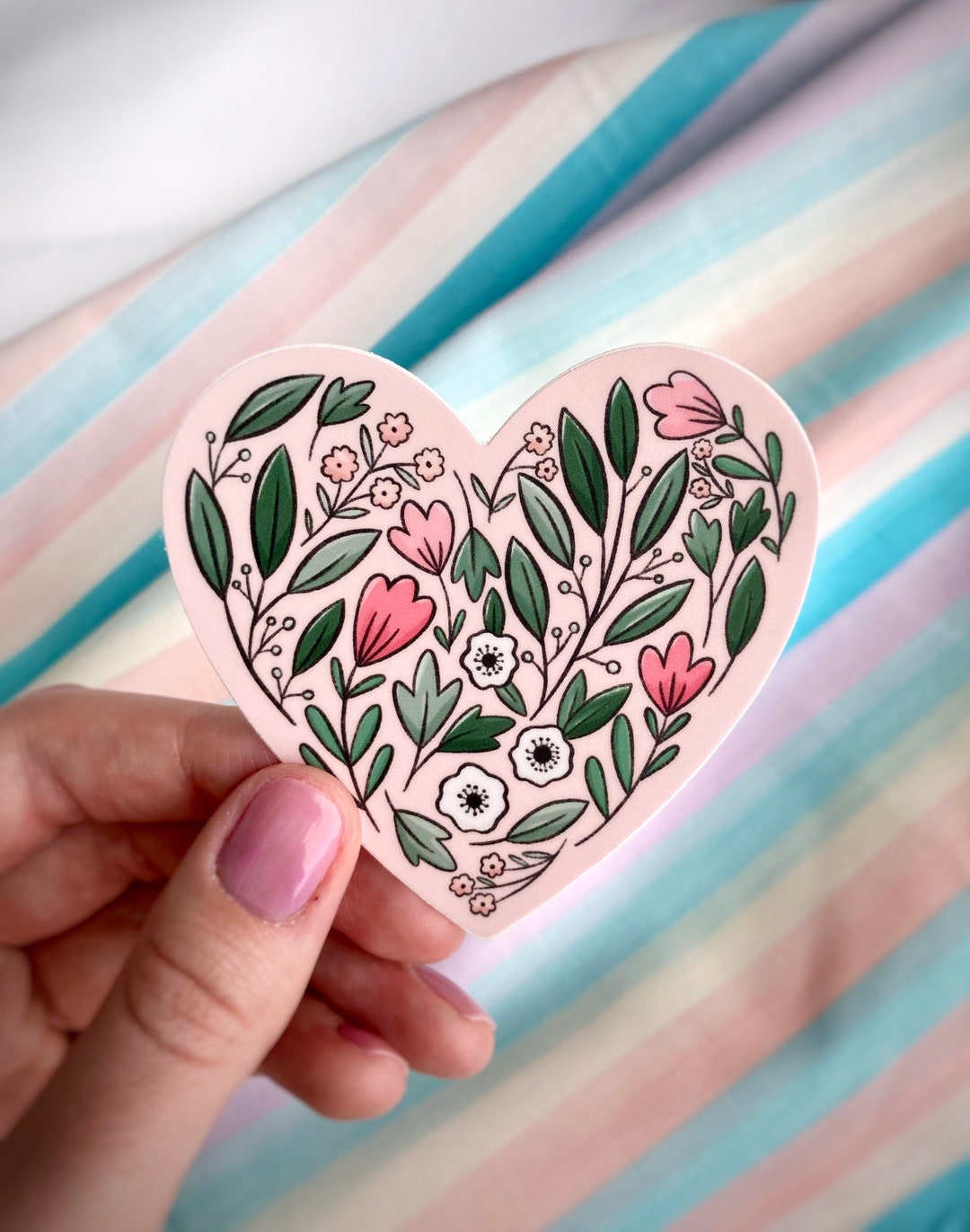 Flower Heart Sticker Playful Heart Shape Dishwasher Safe and Weather ...
