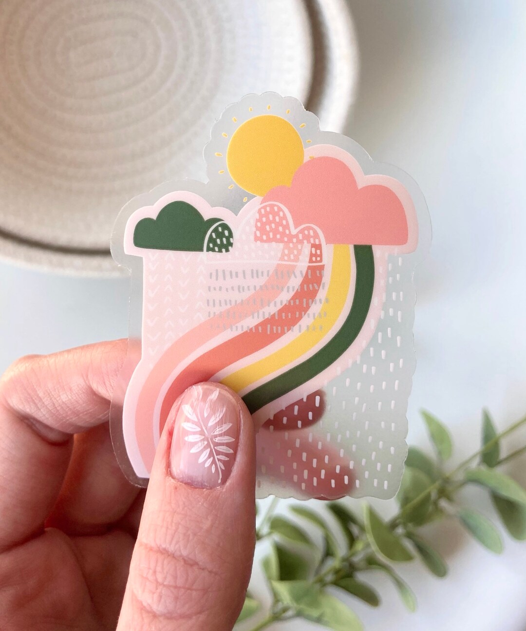 Abstract Rainbow & Raindrop Sticker | Playful Rainstorm With Swirly ...