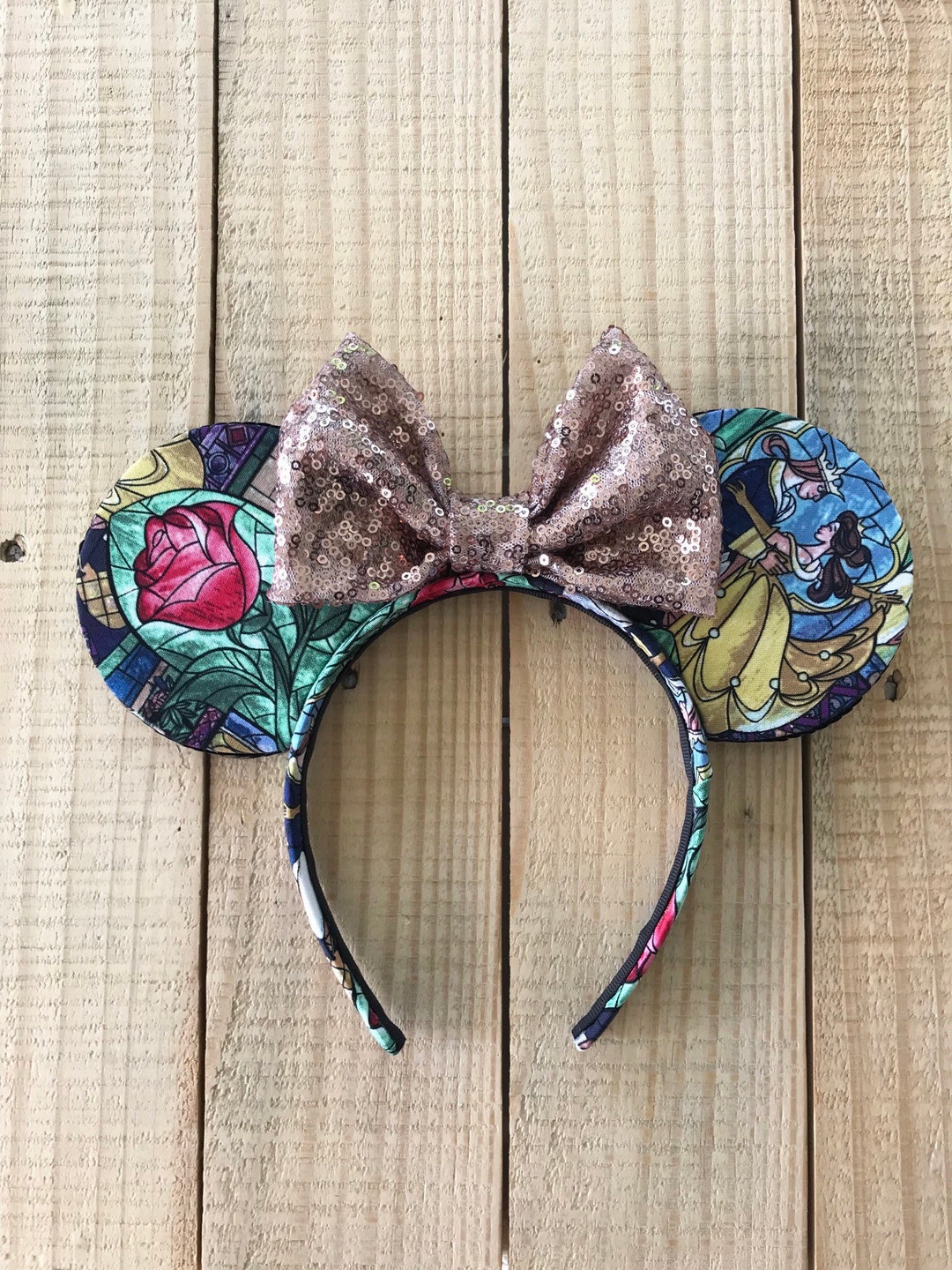 Beauty and the Beast Ears, Disney Ears, Mouse Ears, Stained Glass - Etsy