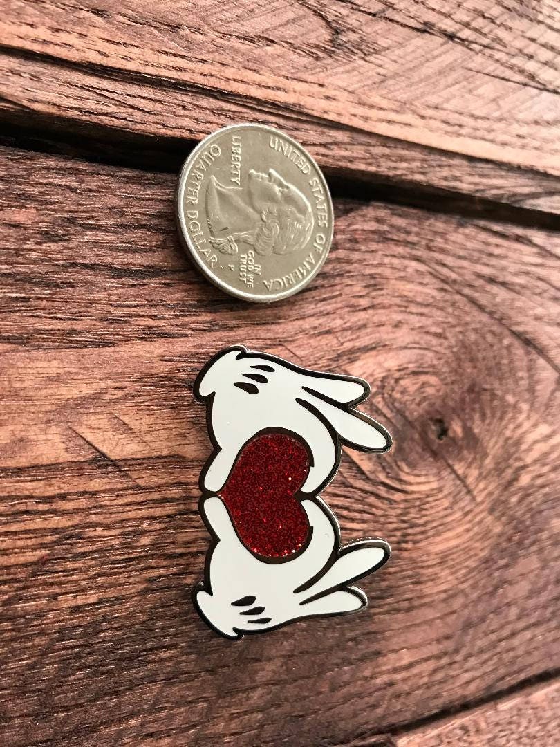 MICKEY RED GLITTER Heart Enamel Pin | Etsy