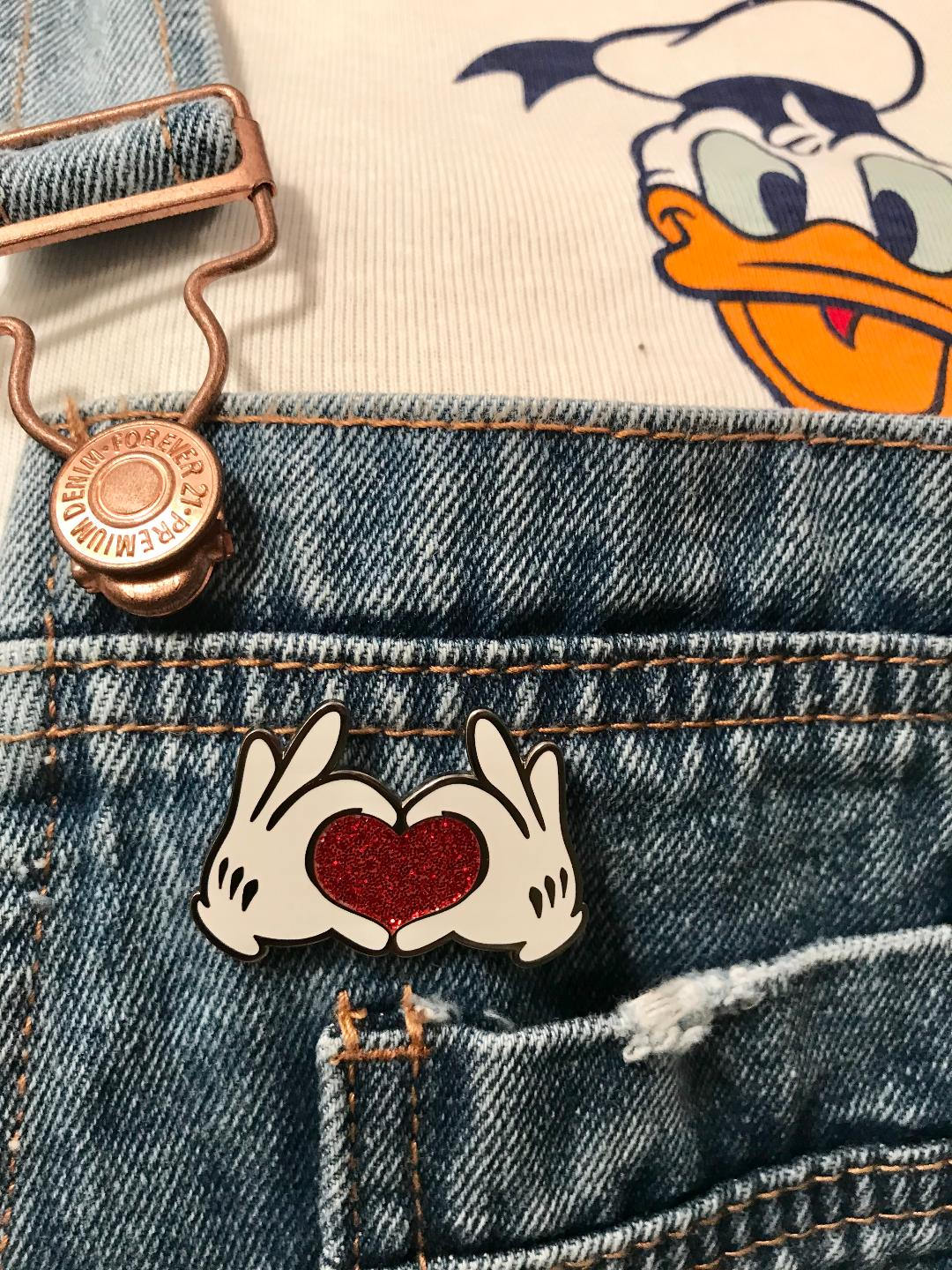 MICKEY RED GLITTER Heart Enamel Pin | Etsy