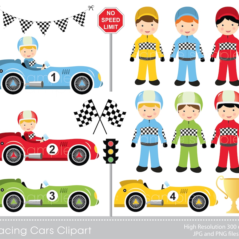 Race Cars Clip Art - Etsy