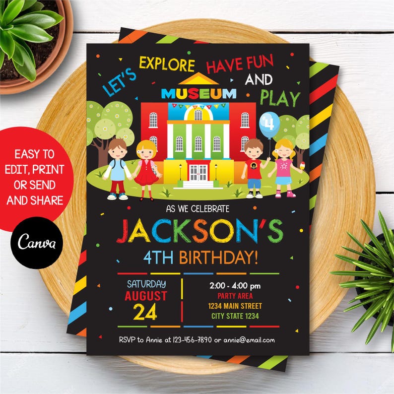 Editable Children's Museum Birthday Invitation, Science Museum ...