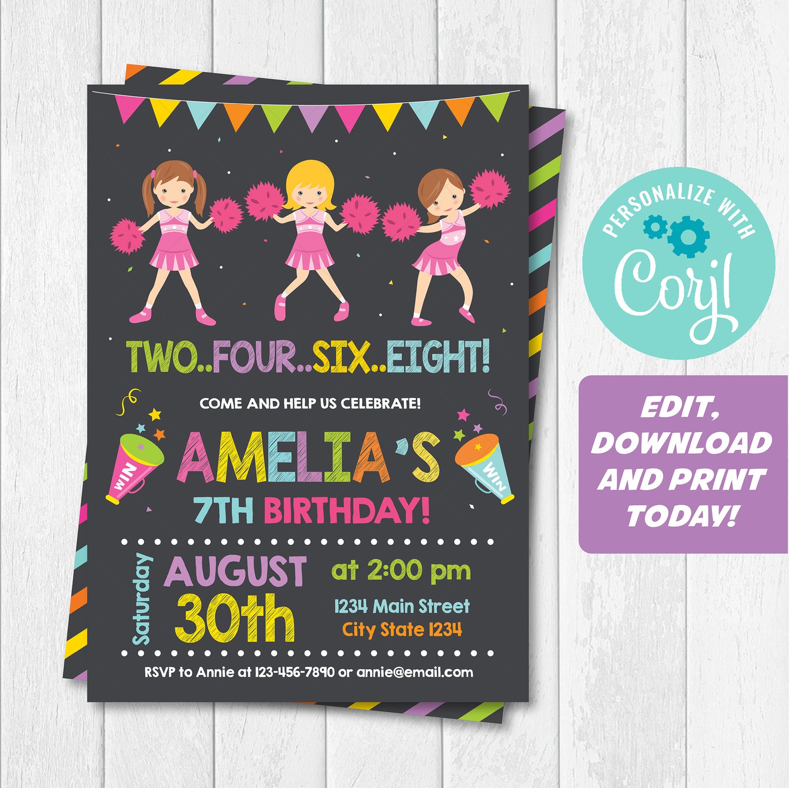 Editable Cheerleaders Invitation Cheerleaders Invite | Etsy