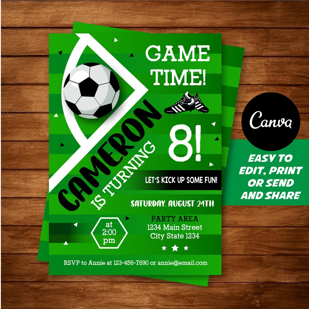 Editable, Soccer Birthday Invitation, Soccer Invite, Soccer Birthday ...