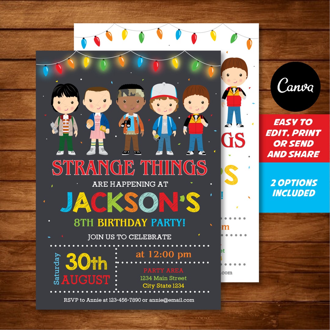 Editable, Stranger Kids Birthday Invitation, Stranger Kids Party ...