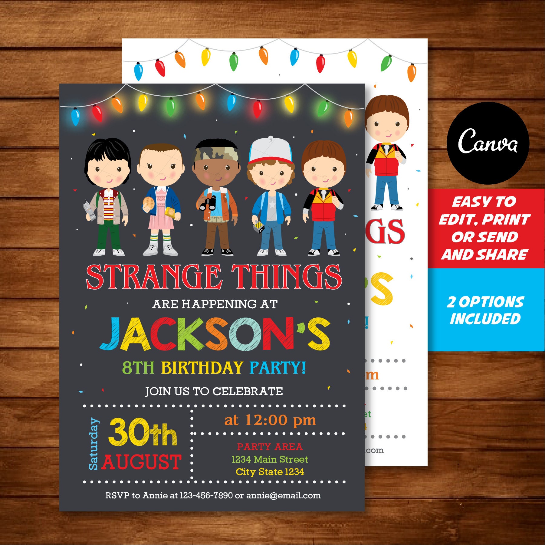 Editable, Stranger Kids Birthday Invitation, Stranger Kids Party ...