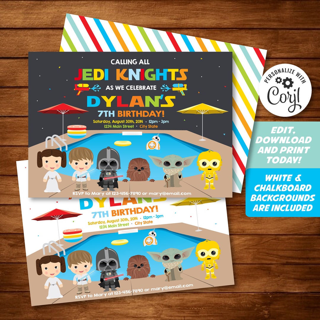 EDITABLE Star Wars Pool Birthday Invitation Star Wars Pool - Etsy