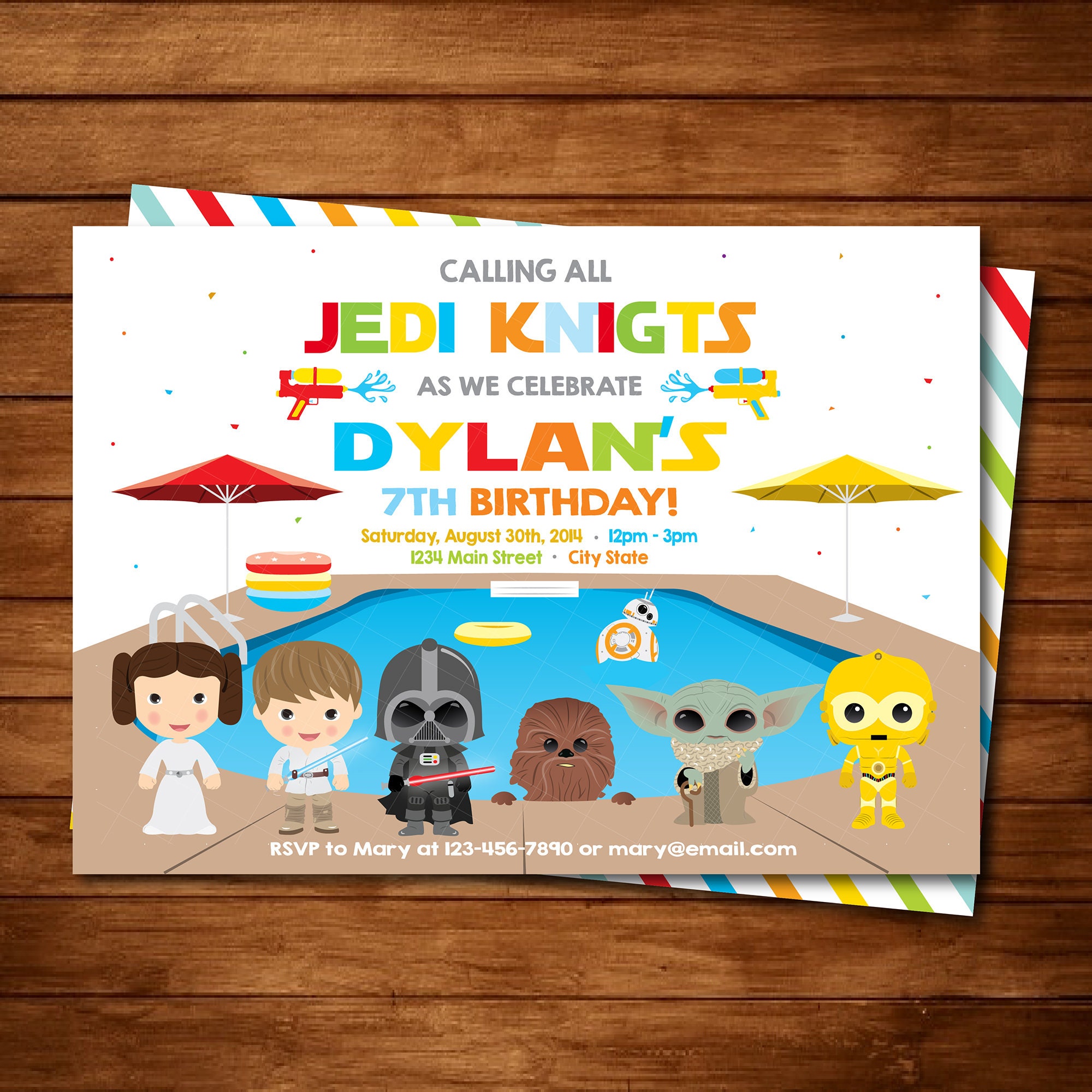 EDITABLE Star Wars Pool Birthday Invitation Star Wars Pool - Etsy