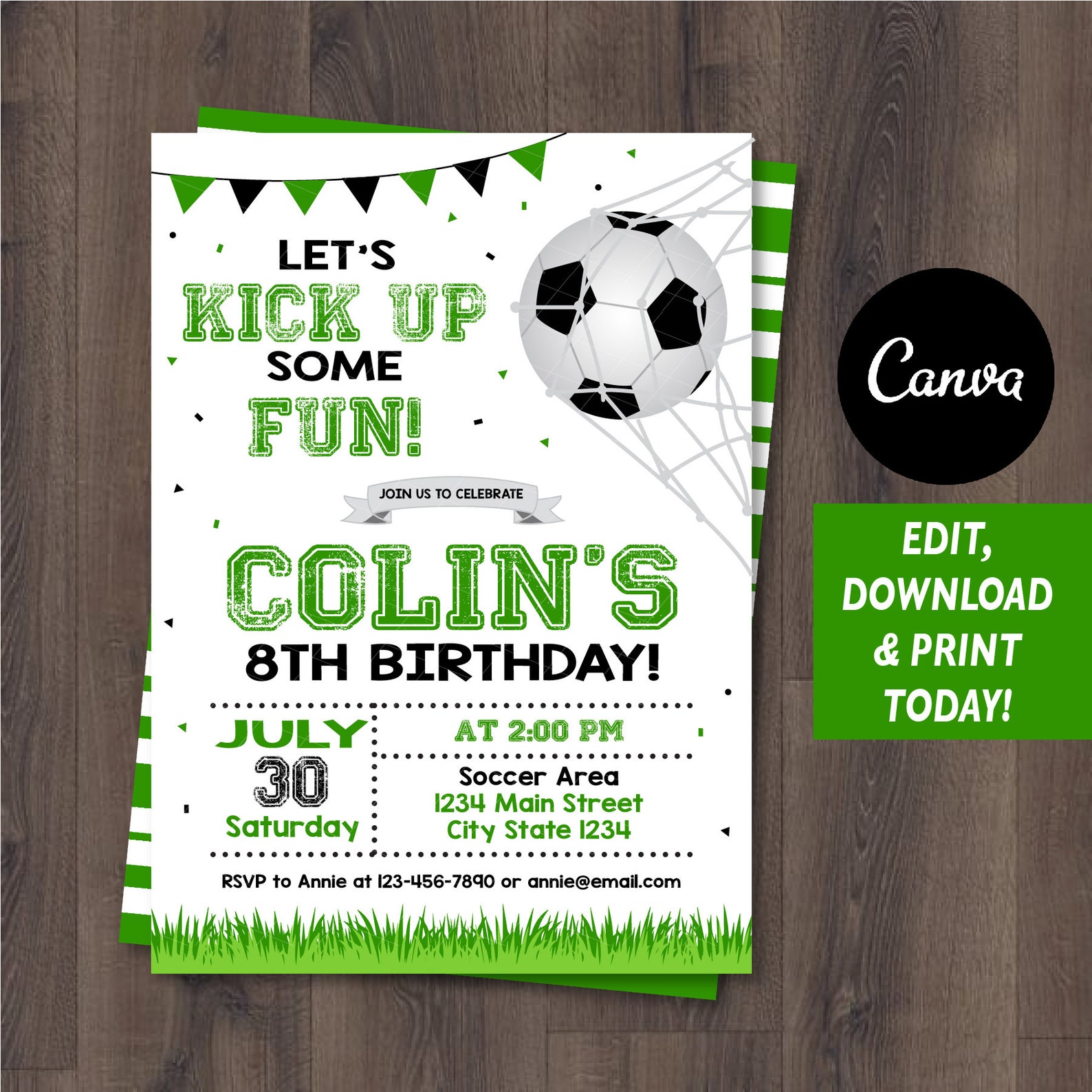 Editable, Soccer Birthday Invitation, Soccer Invite, Soccer Birthday ...