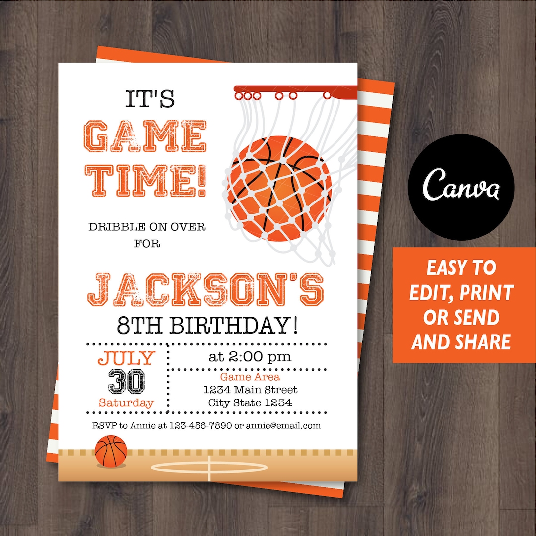 Editable, Basketball Birthday Invitation, Basketball Invite, Basketball ...