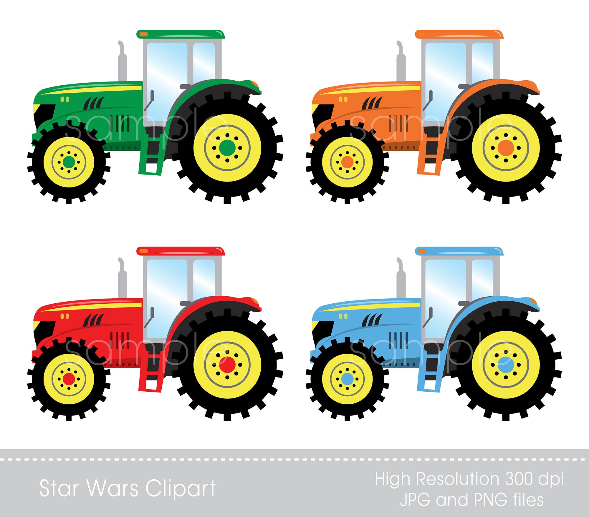 Digital Clipart Tractor Clipart, Instant Download, Tractor Centerpieces ...