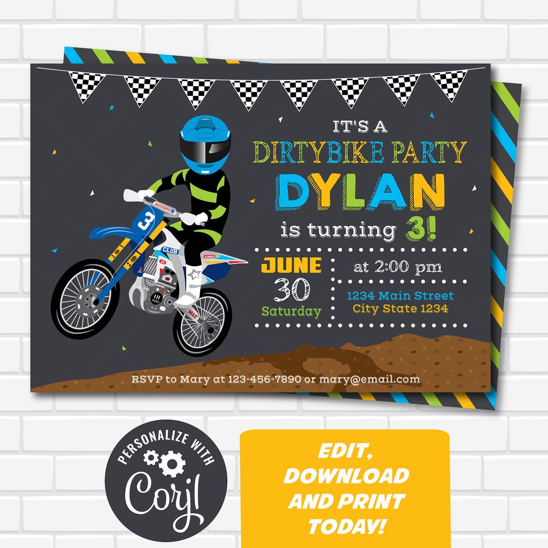 EDITABLE Motocross Birthday Invitation Motocross Party - Etsy